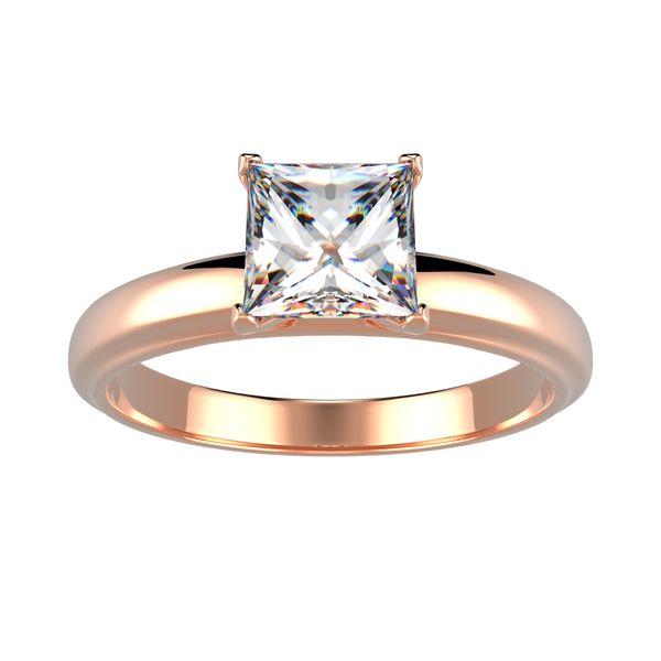 Anillo Solitario Oro Rosa Diamante Princesa - Ref. 4807
