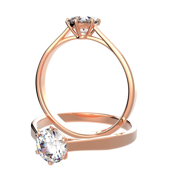 Anillo Solitario Oro Rosa Diamante Redondo - Ref. 4771